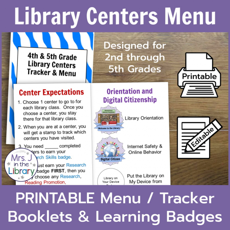 Printable Menu or Tracker Booklets for Library Centers Management | Mrs ...
