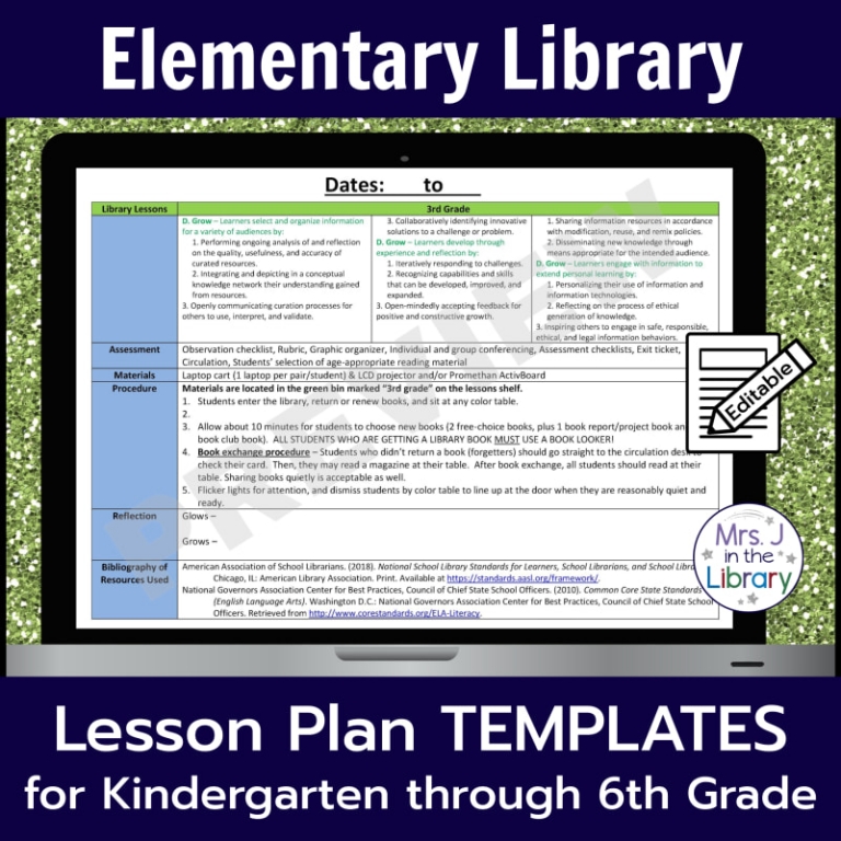 Elementary School Library Lesson Plan Templates | Mrs. J in the Library