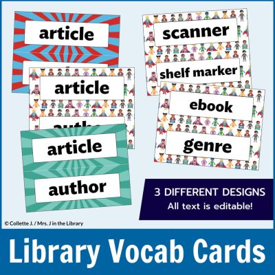 Superhero Theme Library Word Wall & Vocabulary Cards | Mrs. J in the ...