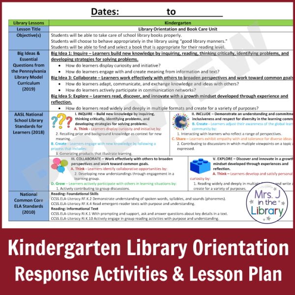 Kindergarten Library Orientation Read-aloud Unit | Mrs. J in the Library