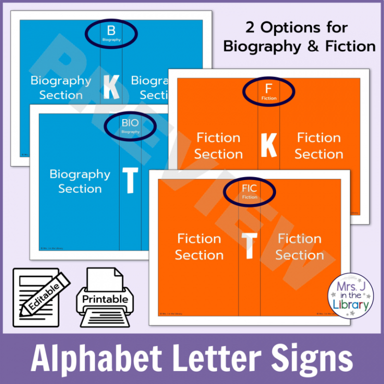 Slim Alphabet Letter Library Signs | Mrs. J in the Library
