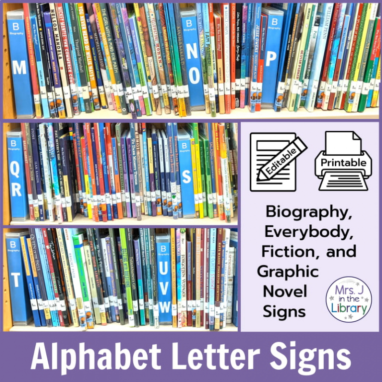 Slim Alphabet Letter Library Signs | Mrs. J in the Library