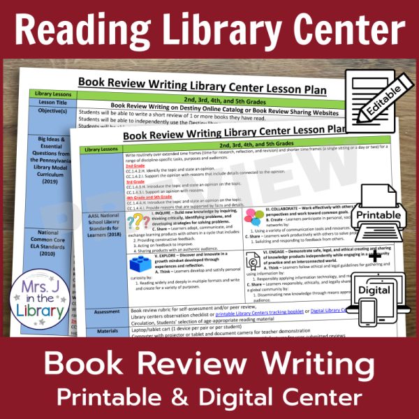 Online Book Review Writing Printable & Digital Library Center | Mrs. J ...
