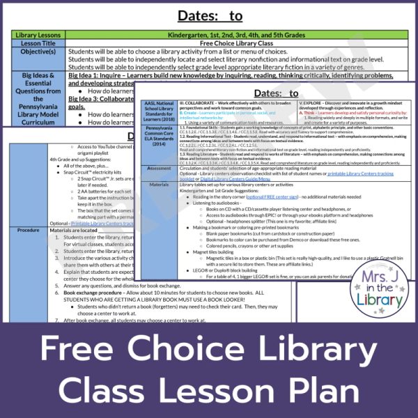 Free Choice Library Class: How-to Video & Lesson Plan | Mrs. J in the ...