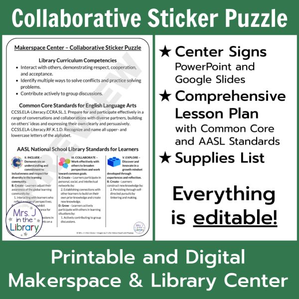 Collaborative Sticker Puzzle Makerspace Library Center | Mrs. J in the ...