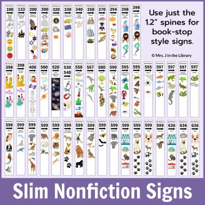 Slim Nonfiction Dewey Library Signs | Mrs. J in the Library