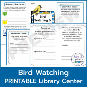 Bird Watching and Research Library Center (Printable) | Mrs. J in the ...