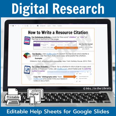 Citation Writing Help Sheets & Poster for Student Research | Mrs. J in ...