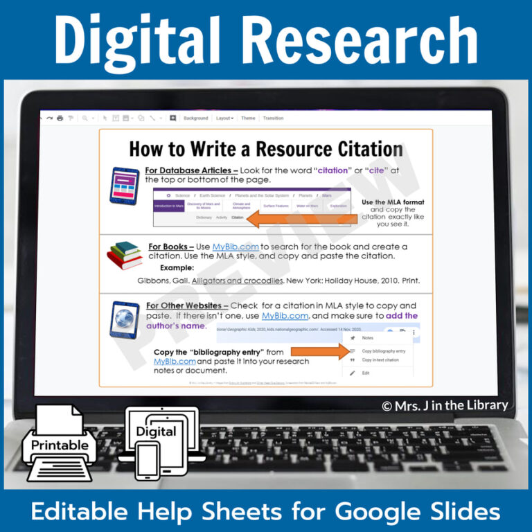 Citation Writing Help Sheets & Poster for Student Research | Mrs. J in ...