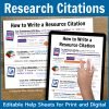 Citation Writing Help Sheets &amp; Poster for Student Research | Mrs. J in ...